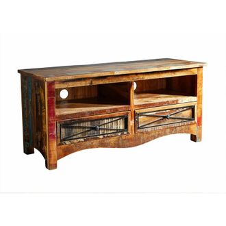 Massivmoebel24 TV-Board Altholz 121x45x56 mehrfarbig lackiert nature of spirit 114