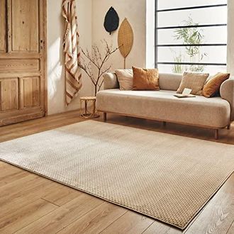 Nazar Rugs Tapis Salon Tapis Chambre Tapis Doux Tapis Beige Tapis Uni Doux Tapis Rectangulaire, Tapis Motif G&eacute;om&eacute;trique, Grand Tapis, Tapis Blanc, Tapis De Coulo