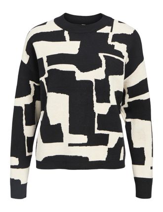 Object Objray Lo L/S Knit Pullover AOP Noos