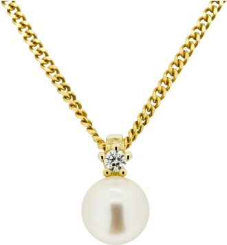 Orolino Halskette Gold 585 mit wei&szlig;er Perle 5,5-6mm und Brillant 0,03ct