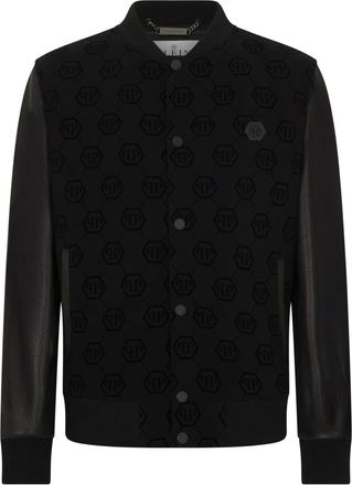 Philipp Plein Homme, Vestes, Noir, Taille: 3XL Blouson aviateur monogramme