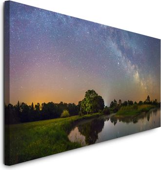 Paul Sinus Art GmbH Sternenhimmel 120x 50cm Panorama Leinwand Bild XXL Format Wandbilder Wohnzimmer Wohnung Deko Kunstdrucke