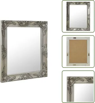 vidaXL Miroir mural style baroque 50x60 cm Argent&eacute; - Miroir Mural - Miroir Baroque - Miroir Vintage - D&eacute;coration Murale - Miroir Salle De Bain