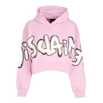 Disclaimer Crop Hoodie Sweatshirt 100% Baumwolle - - Sweatshirts & Hoodies - Damen - Rosa - M