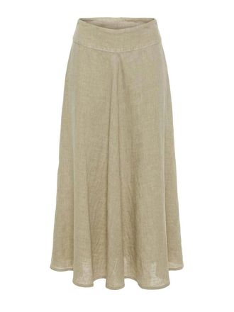 120% Lino Jupe Longue - Beige
