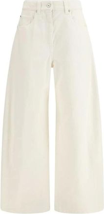 Brunello Cucinelli Femme, Jeans, Beige, Taille: 36 FR Pantalon Droit en Coton