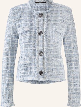 Oui Tweed-Jacke Mit Schmucksteinen blau