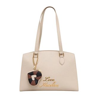 Love Moschino Henkeltasche mit Herz-Anh&auml;nger - - Bags - Damen - Beige - ONE SIZE
