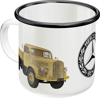 Nostalgic Art Retro Emaille-Tasse, 360 ml, Daimler Truck - Models - Geschenk-Idee für Trucker, Original Lizenzprodukt (OLP), Camping-Becher, Vintage Design