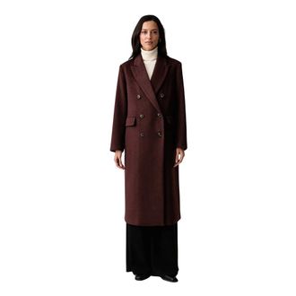 Scotch & Soda Manteau long crois&eacute; en m&eacute;lange de laine - Femme - Manteaux - Brun - Taille: 38 FR