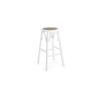 BIZZOTTO Bizzotto - Tabouret de bar 40x40x73 cm en bois et rotin naturel et blanc - jamae