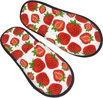 Generic Pantoufle Maison Motif Sans Couture De Fraise Hiver Pantoufles Antid&eacute;rapantes Chaudes Pantoufles Doux Hiver Chaussures Chaudes Pour Chambre H&ocirc;tels Mai