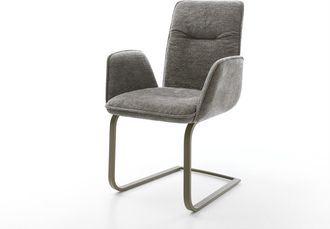 DELIFE Freischwinger Vinja-Flex Boucl&eacute; Soft Schlamm Freischwinger flach Effektfinish Titan, Esszimmerst&uuml;hle