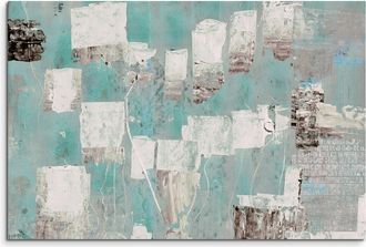 Paul Sinus Art 120x80cm Leinwandbild Leinwanddruck Kunstdruck Wandbild türkis blau beige grau