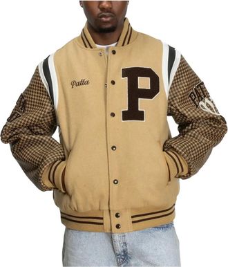 Patta Homme, Vestes, Beige, Taille: XL Athletic P Houndstooth Varsity Jacket Starfish