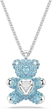 Swarovski Pendentif Teddy, Ours, Bleu, Métal rhodié