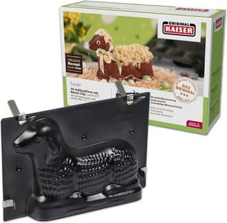 Original Kaiser | 3D Backform Lamm 0,7l | Lammform, Kuchenform f&uuml;r Ostern | Motivbackform mit Befestigungsklammern | antihaftbeschichtet & auslaufsicher