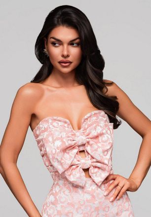 Ombre Abendkleid Kurzes Jacquardkleid mit XXL-Schleife