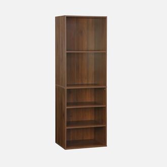 Sweeek Module Dressing avec 5 étagères. Couleur Noyer. Panneaux stratifiés