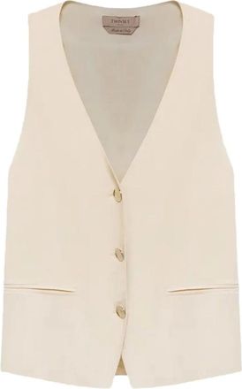 Twinset Femme, Vestes, Beige, Taille: 44 FR Gilet Court