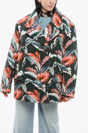 Maison Margiela MM4 Oversized Zweireihige Jacke Mit Blumenmuster Maison Margiela