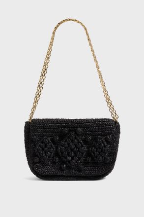 Gerard Darel Port&eacute; travers en raphia - ARCHIE - Noir