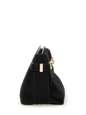 Ferragamo Womens Hug Soft Bag Black Short Hair Calf Clutch