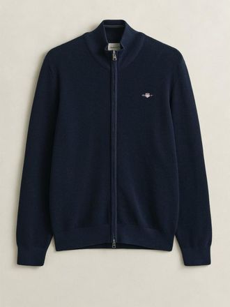 GANT Cardigan aus Baumwolle mit Zip mit Logo-Stickerei in