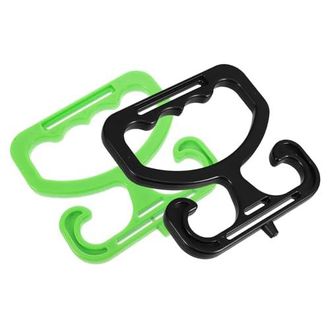 Angoily Lot de 2 Porte-Paquet d&Eacute;picerie en Plastique Robuste Poign&eacute;e Antid&eacute;rapante Noire et Verte Support Compact pour Transporter Facilement Vos Paquet de Co