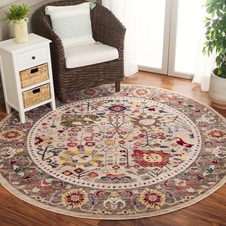 Safavieh Traditionell Teppich für Wohnzimmer, Esszimmer, Schlafzimmer - Kashan Collection, Kurzer Flor, Beige und Taupe, 201 X 201 cm
