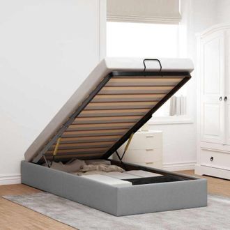 vidaXL Cadre de lit ottoman sans matelas gris clair 90x200 cm tissu Vidaxl