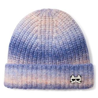 Karl Lagerfeld Karl Lagerfeld Paris Bonnet Confortable pour Temps Froid pour Femme, Bleu poudr&eacute;, 3XS/Taille Unique