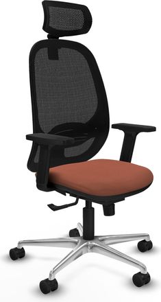 Piqueras y Crespo B&uuml;rostuhl mit R&uuml;ckenlehne und 2D-Armlehnen, h&ouml;henverstellbare Lendenwirbelst&uuml;tze und Kopfteil, h&ouml;henverstellbar und neigbar, Schwarz/Braun