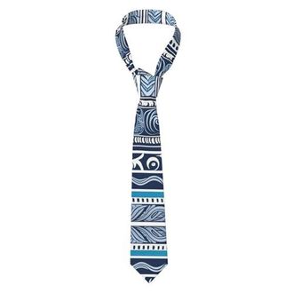 Generic Cravate bleue polyn&eacute;sienne tribal maori imprim&eacute;e pour homme, &eacute;l&eacute;gante et en polyester pour le travail, la vie quotidienne et les occasions sp&eacute;ciales, 