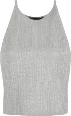 A|X Armani Exchange Femme, Tops, Gris, Taille: 42 FR Haut lumineux en lurex avec bretelles d&eacute;licates