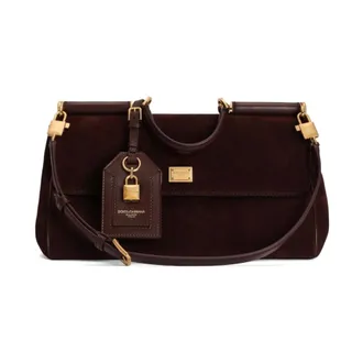 Dolce & Gabbana Femme, Sacs, Brun, Taille: ONE Size Borsa a mano My Sicily media in crosta di vitello