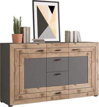 Best Mobilier Bestmobilier - Wexford - buffet bas - gris et effet bois - 160 cm