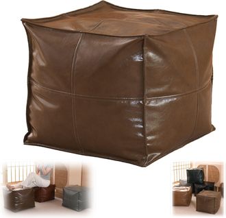 Generic F&uuml;llbare Kissentasche, Ungef&uuml;llter Kissenpouf, PU, Aufbewahrungsl&ouml;sung, wasserdichte Fu&szlig;st&uuml;tze for Wohnzimmer und Schlafzimmer-45x45x40cm(Dark Brown)