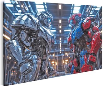 Islandburner Bild auf Leinwand Zwei Roboter in futuristischer Fabrikhalle Bilder Wandbilder Poster