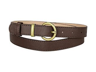 Allegra K Ceintures en cuir PU pour femmes avec boucle ardillon en m&eacute;tal bronze Ceintures fines pour robe en jean Caf&eacute; Fit waist 80-96cm/31.5-37.8