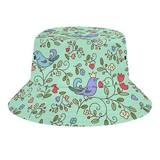 Generic Fleurs Oiseaux (4) Bob Chapeaux Anti-UV Chapeau De Pêcheur Pliable Visière Capeline pour Chasse Randonnée Plage