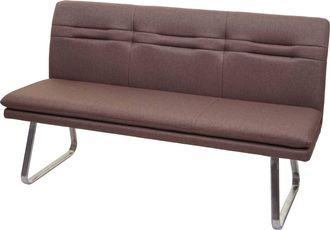 Mendler Sitzbank HWC-H70, Esszimmerbank Bank Polsterbank, R&uuml;ckenlehne Stoff/Textil Edelstahl geb&uuml;rstet - braun 160cm
