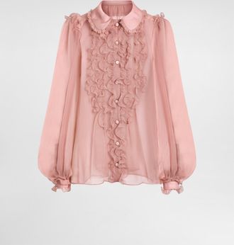 Dolce & Gabbana Silk Chiffon Shirt - Frau Blusen Und Tops Pink 40