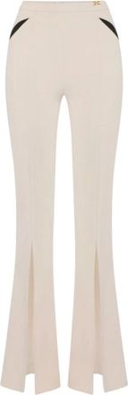 Elisabetta Franchi Femme, Pantalons, Blanc, Taille: 44 FR Pantalon Cr&ecirc;pe L&eacute;ger