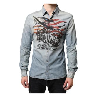 John Galliano L&auml;ssiges Button-Down-Hemd - - Shirts - Herren - Blau - XS