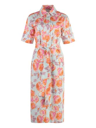 St. John robe-chemise à taille ceinturée - Bleu