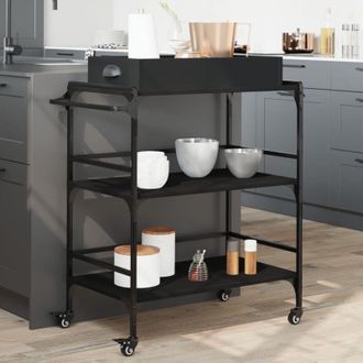 vidaXL Chariot de cuisine noir 81,5x41x92,5 cm bois dingénierie - Vidaxl