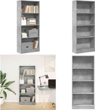 vidaXL Vidaxl - Bücherregal Betongrau 60x24x143 cm Holzwerkstoff