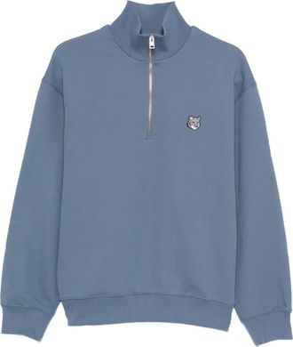 Maison Kitsun&eacute; Fox Head Sweatshirt mit kurzem Rei&szlig;verschluss - Blau