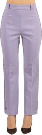 Elisabetta Franchi Femme, Pantalons, Violet, Taille: 46 FR Pantalon Boutons Logo